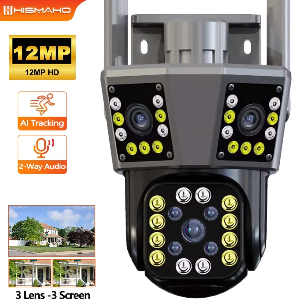 6K-12MP-WiFi-IP-Camera-Three-Lens-Wireless-Outdoor-PTZ-Smart-Home ...