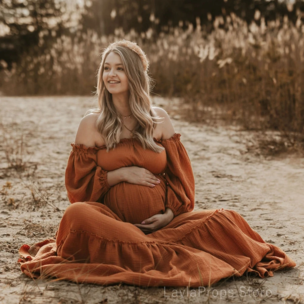 Bohemian-Photo-Shooting-Pregnancy-Dress-Linen-Cotton-Retro-Loose ...