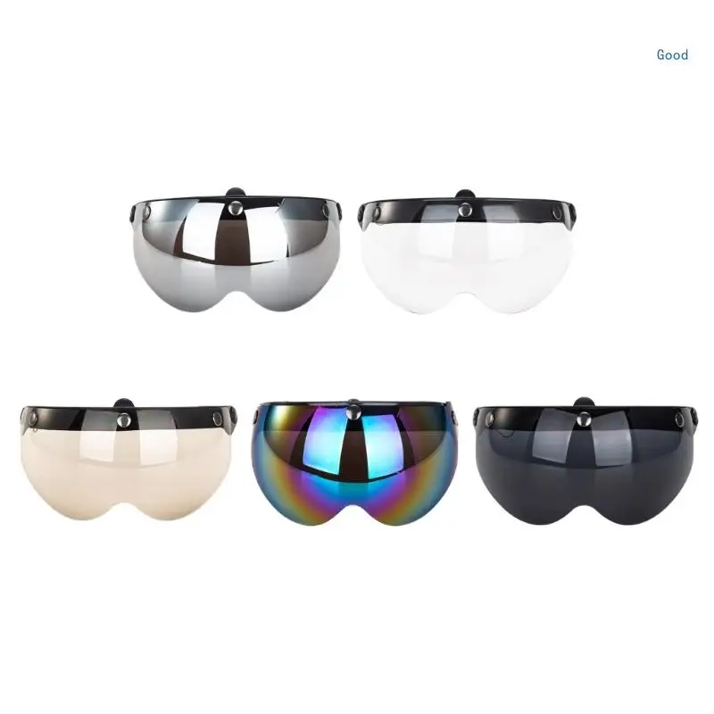 Universal-Motorcycles-Retro-Pilot-Style-Standard-3-Snap-Button-Visors-Flip-Up-Down-Open-Face ...