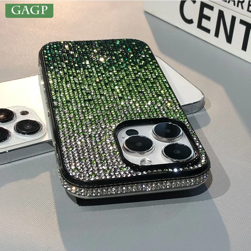 Luxury Gradient Full Diamond Case for iPhone 7 8 15 Plus Shinny Bling ...