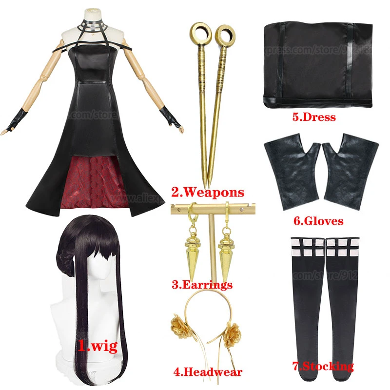 Anime Spy×family Yor Forger Cosplay Wig Cosplay Costume Suit Black ...