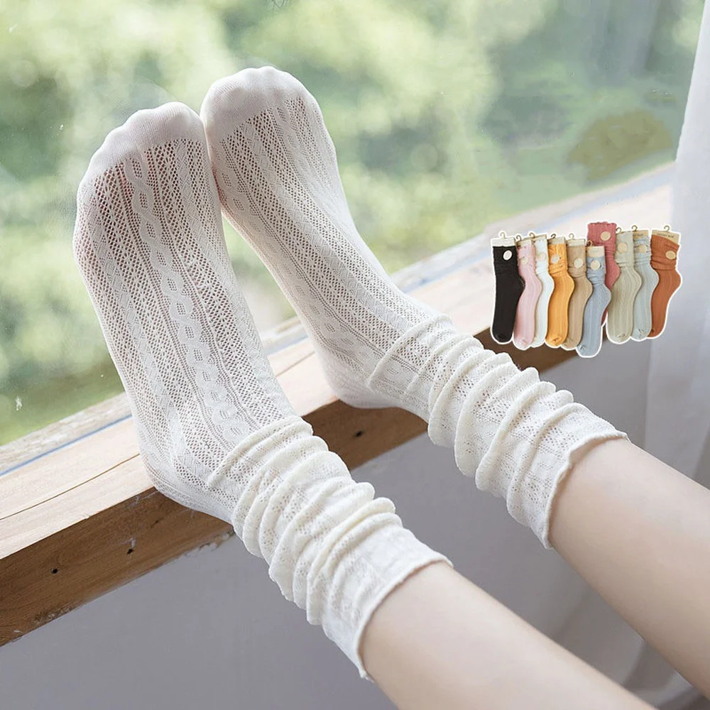 Hollow-Out-Solid-Color-Woman-Socks-Fashion-Summer-Mesh-Thin-Breathable ...