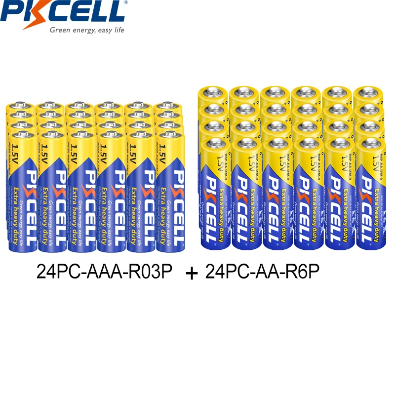 48PC AAA and AA Combo Pack AAA R03P Batteries +AA R6P Battery 1.5V ...