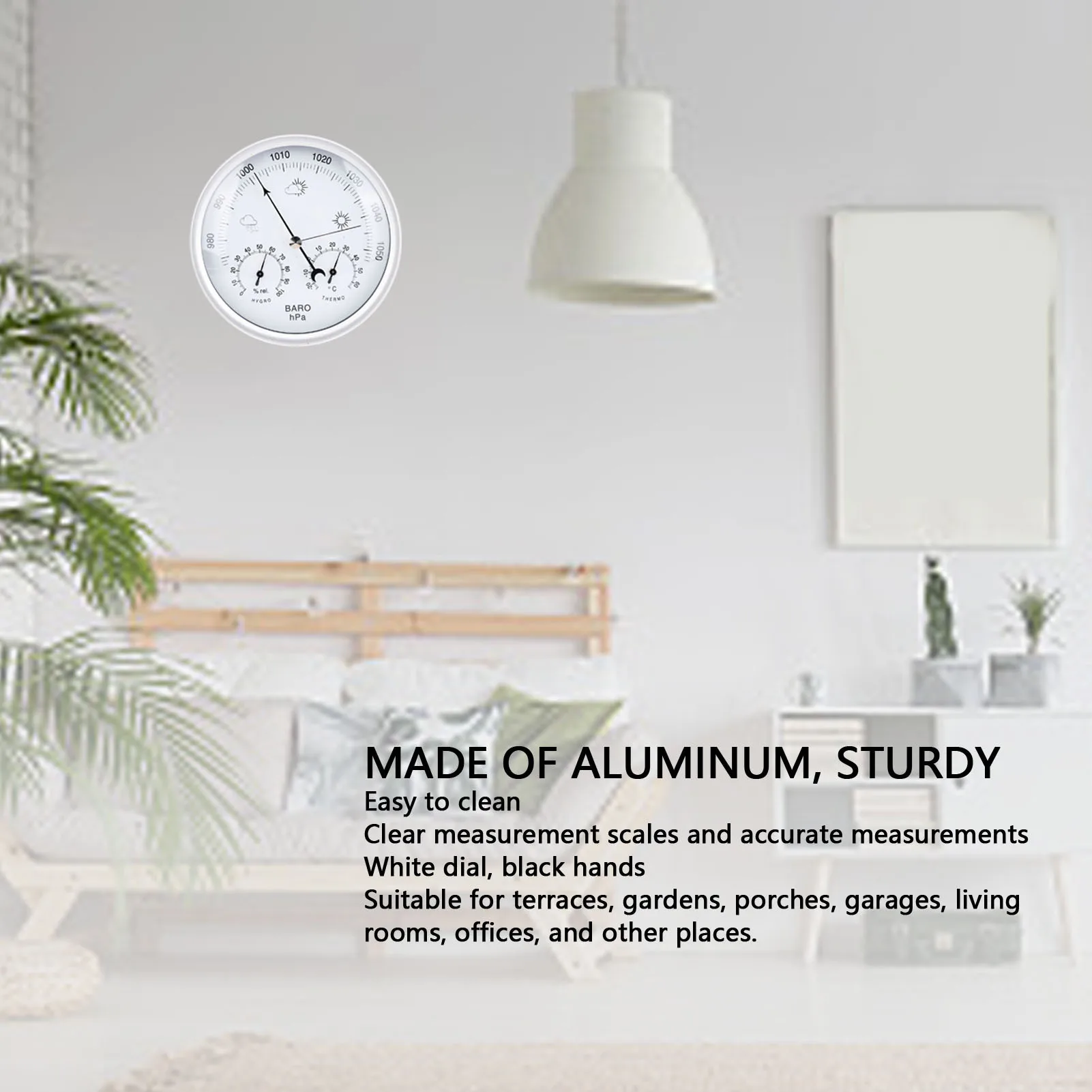 Wall Mount Weather Station Round Weather Station Silver Horizontally ...