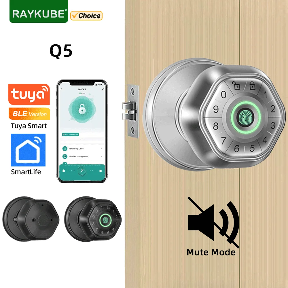 RAYKUBE-Q5-Tuya-BLE-Fingerprint-Electronic-Lock-Door-Lock-with-Password ...