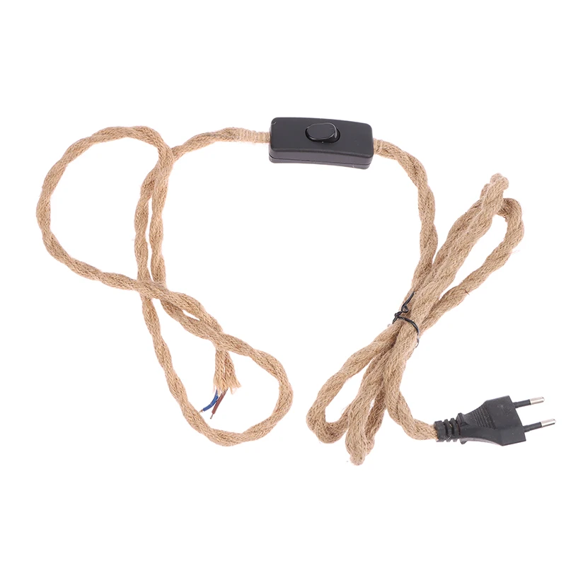 EU-Plug-Twisted-Hemp-Corda-De-Alimenta-o-Base-Da-L-mpada-Retro-Cabo-De ...