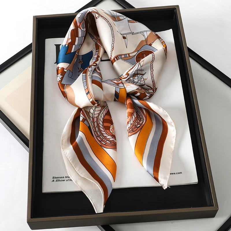 70-70cm-Silk-Satin-Hair-Scarf-Women-Handkerchief-Printed-Female-Square ...