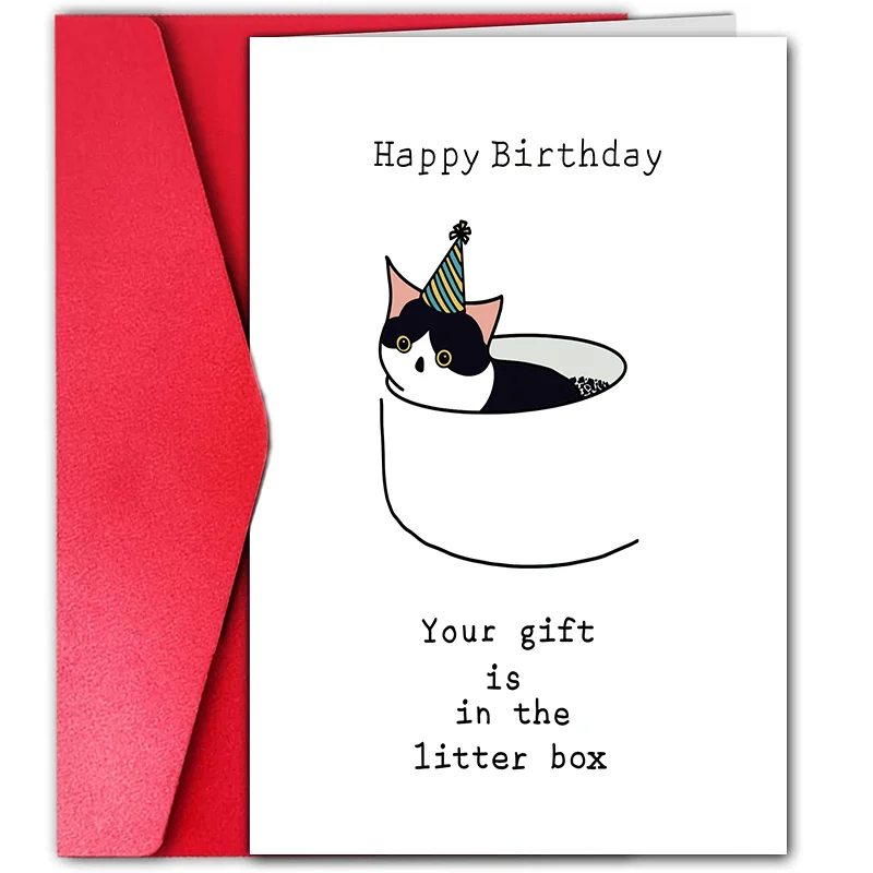 1pc, Funny Birthday Card, Happy Birthday, Your Gift is in the Litter ...