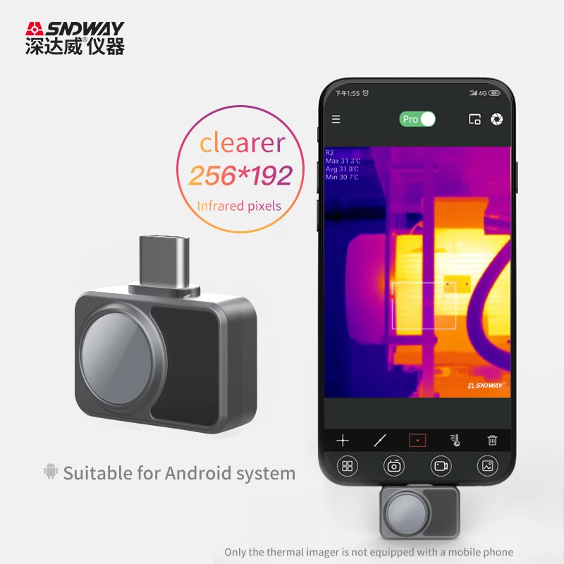 Sndway câmera térmica infravermelha do telefone móvel SW-8256 para o verificador térmico ...