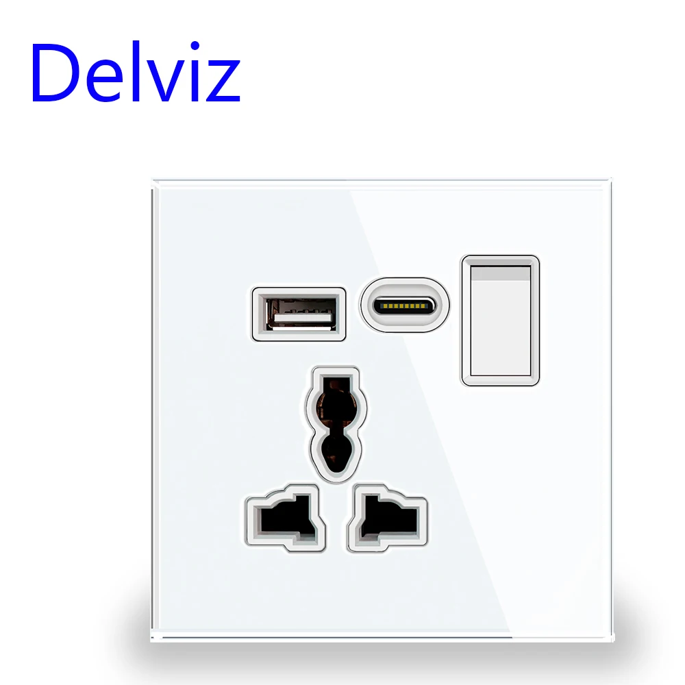 Delviz Universal USB Socket, 2A Dual USB Charger Port,Switch control ...