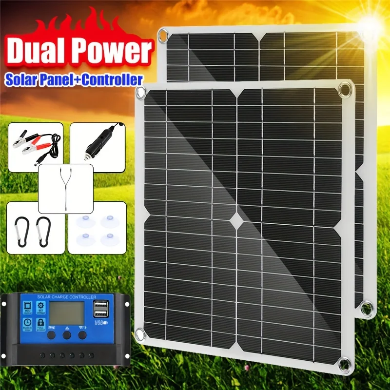 200W Solar Panel Kit With Controller USB 5V Solar Power Charger Battery ...