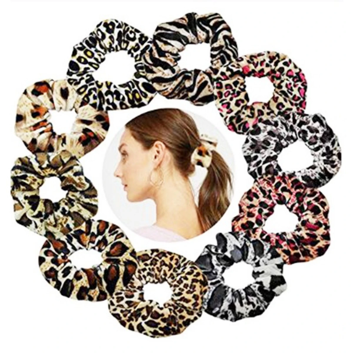 Vintage Style Leopard Grain Print Pattern Hair Rope For Women Invisible ...