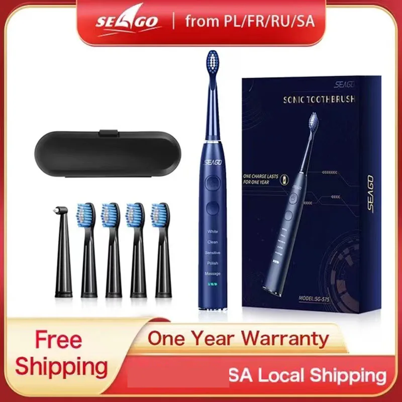Seago Electric Sonic Toothbrush Sg-575 Usb Charge Rechargeable Adult Waterproof Electronic Tooth ...