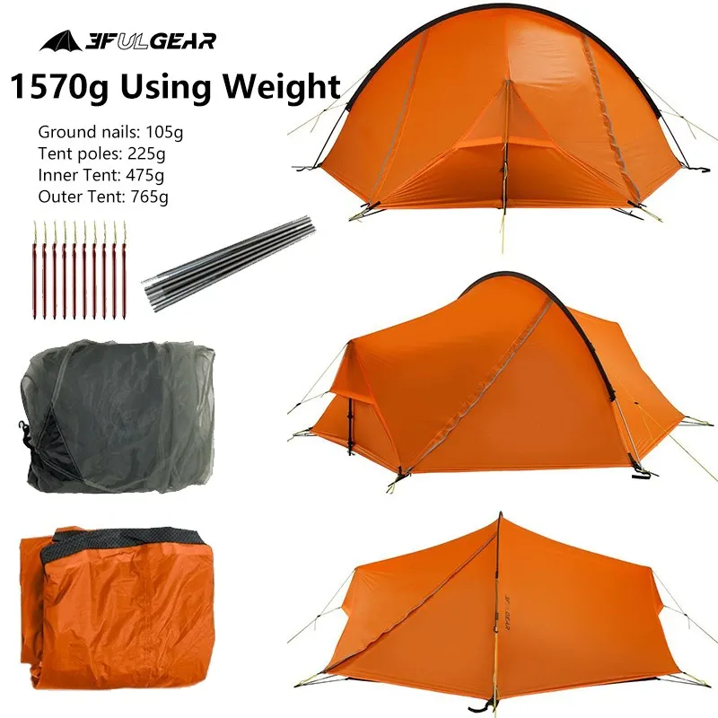 3F UL GEAR Puffer 2 Ultralight 2 People Camping Tent Outdoor Climbing ...