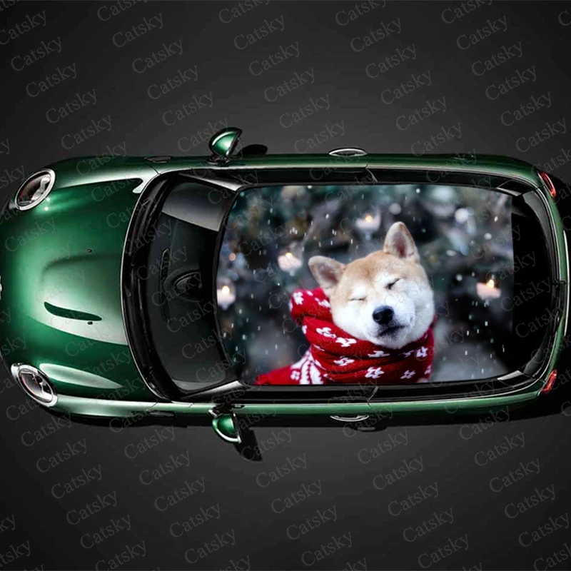 Custom-Animal-Winter-Dog-Car-Roof-Sticker-Decoration-Film-Car-Decal ...