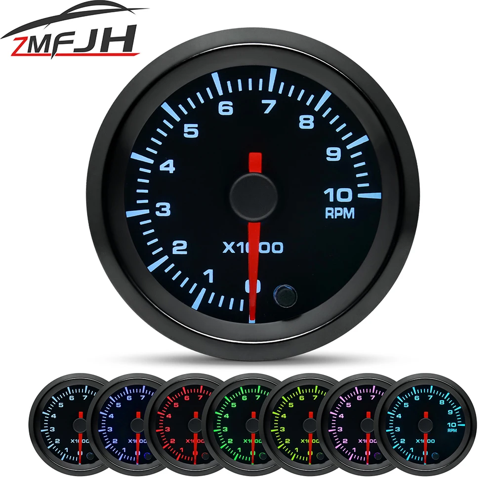 7-Colors-Backlight-52mm-Tachometer-10000-RPM-LED-Auto-Car-Tachometer ...