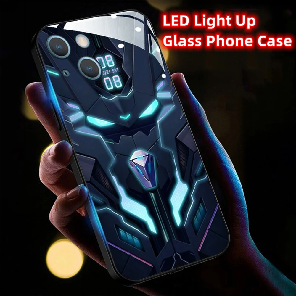 Armor-Helmet-Pattern-Smart-Voice-Controlled-LED-Light-Phone-Case-For ...