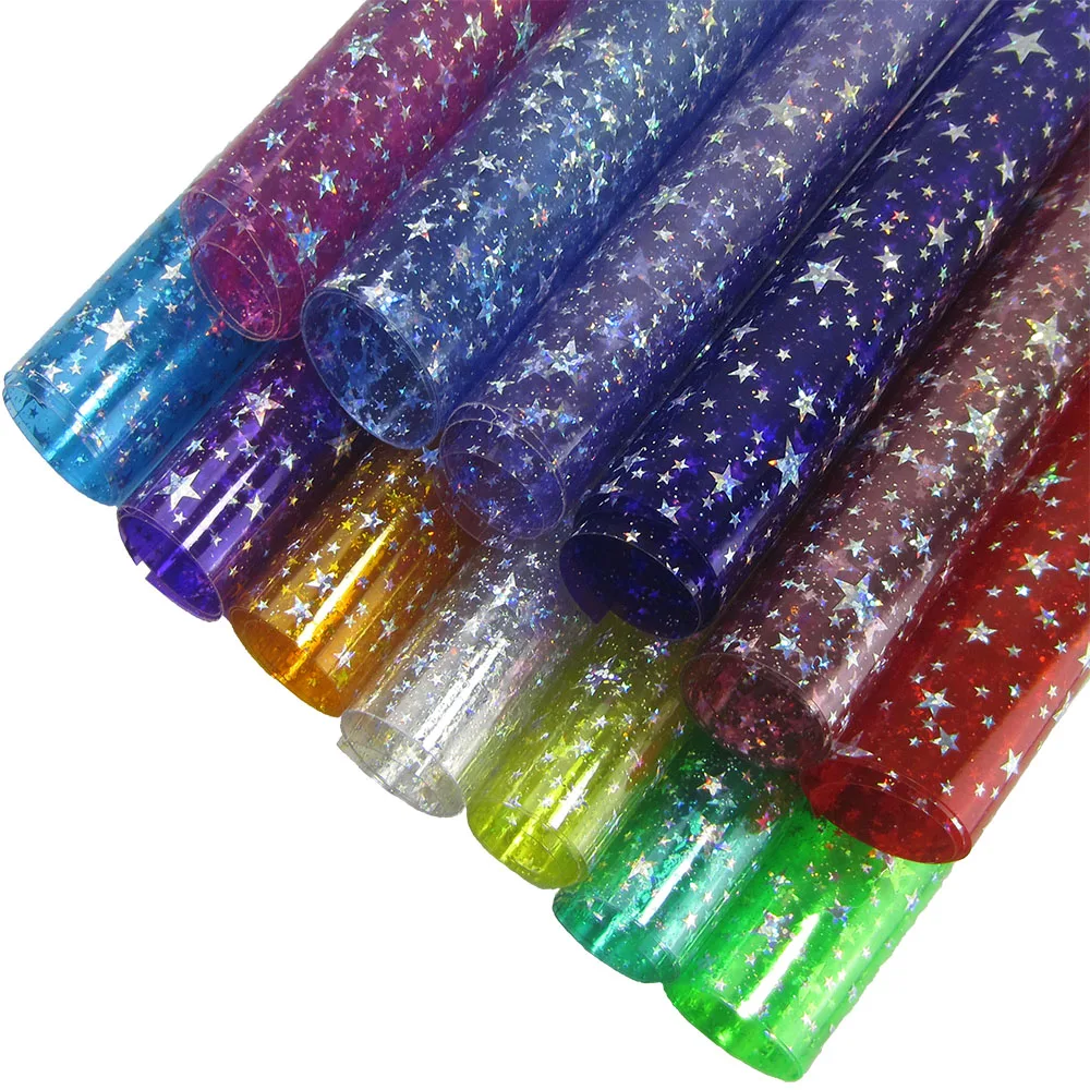 30x120cm Roll Clear Transparent PVC Jelly Vinyl Fabric With Glitter ...