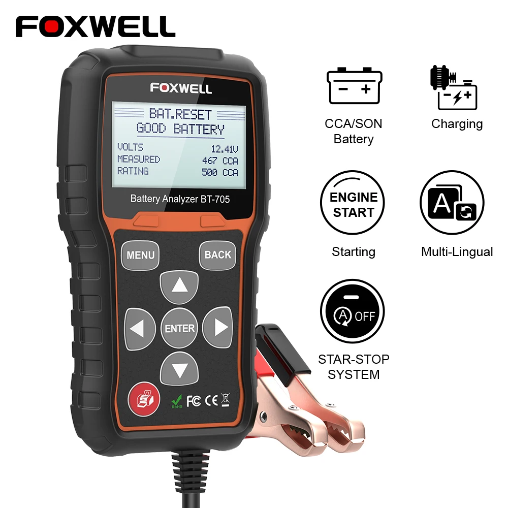 FOXWELL-BT705-Car-Battery-Tester-12V-24V-Automotive-100-2000CCA-Battery ...