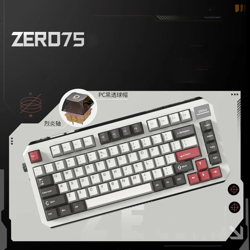 Thunderobot-Zero-75-Thri-Mode-Gasket-Mechanical-Keyboard-Hot-Swap-Black-Transparent-Wireless ...