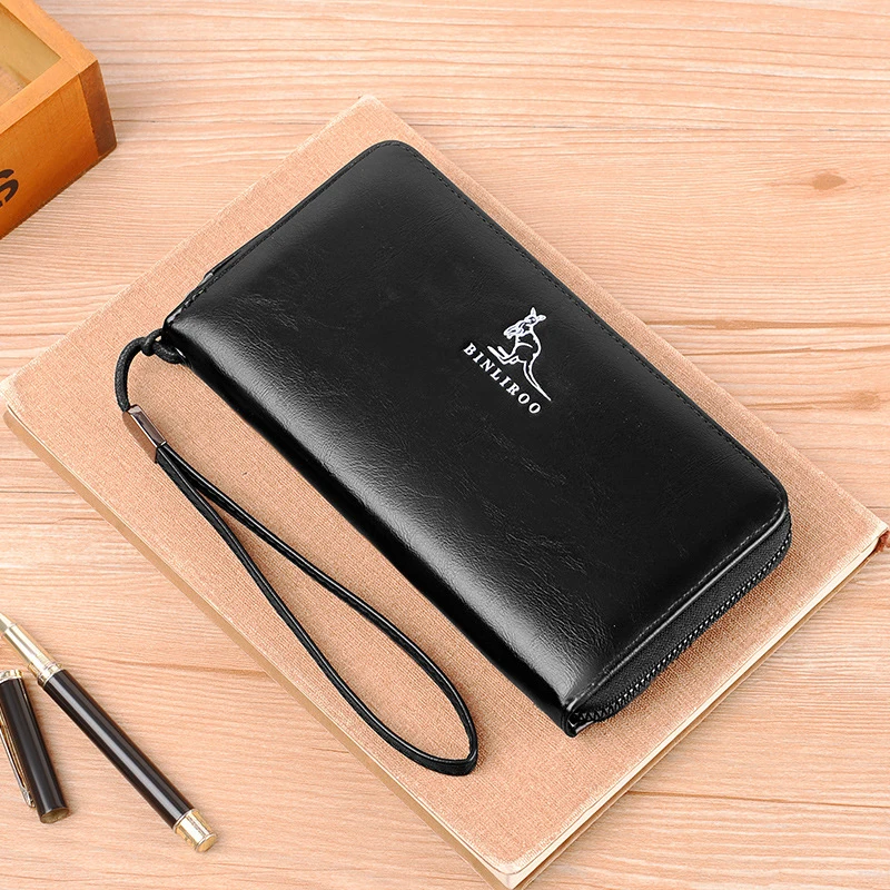 Billeteras largas con cremallera para hombre, Cartera de cuero Pu de ...