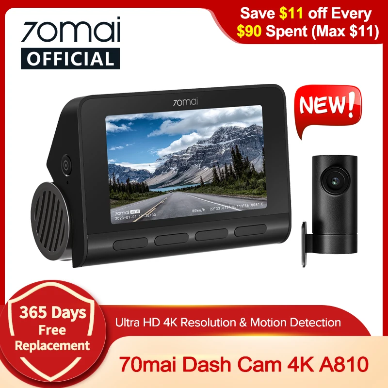 Global 70mai Dash Cam A810 Ultra HD 4K Built-in GPS ADAS Auto Record ...