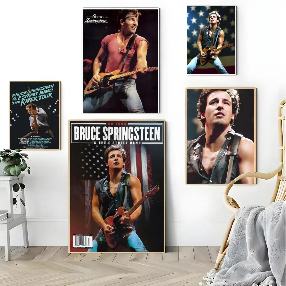 B-Bruce Springsteen Guitar Poster Poster Self-adhesive Art Waterproof ...