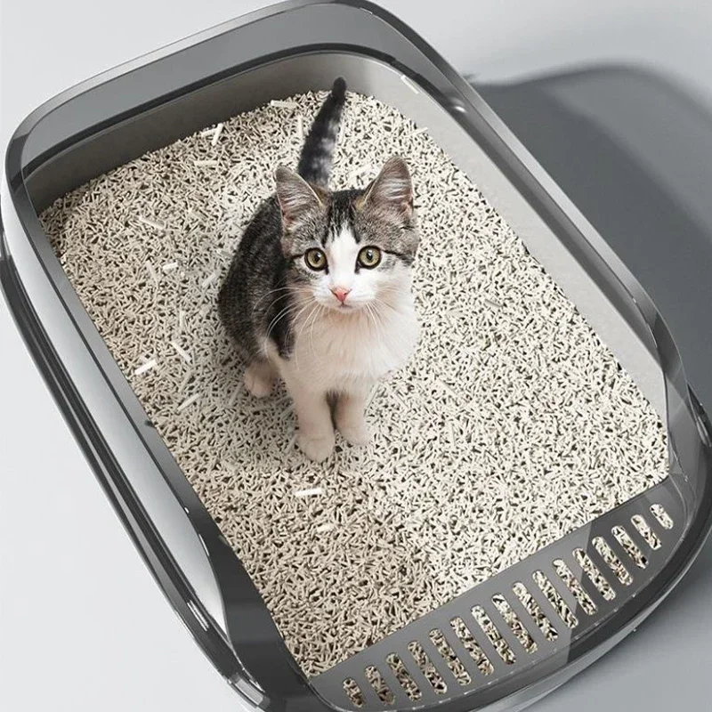 Semi-fechado-Cat-Litter-Box-Sandbox-de-grande-capacidade-com-colher-Pet ...