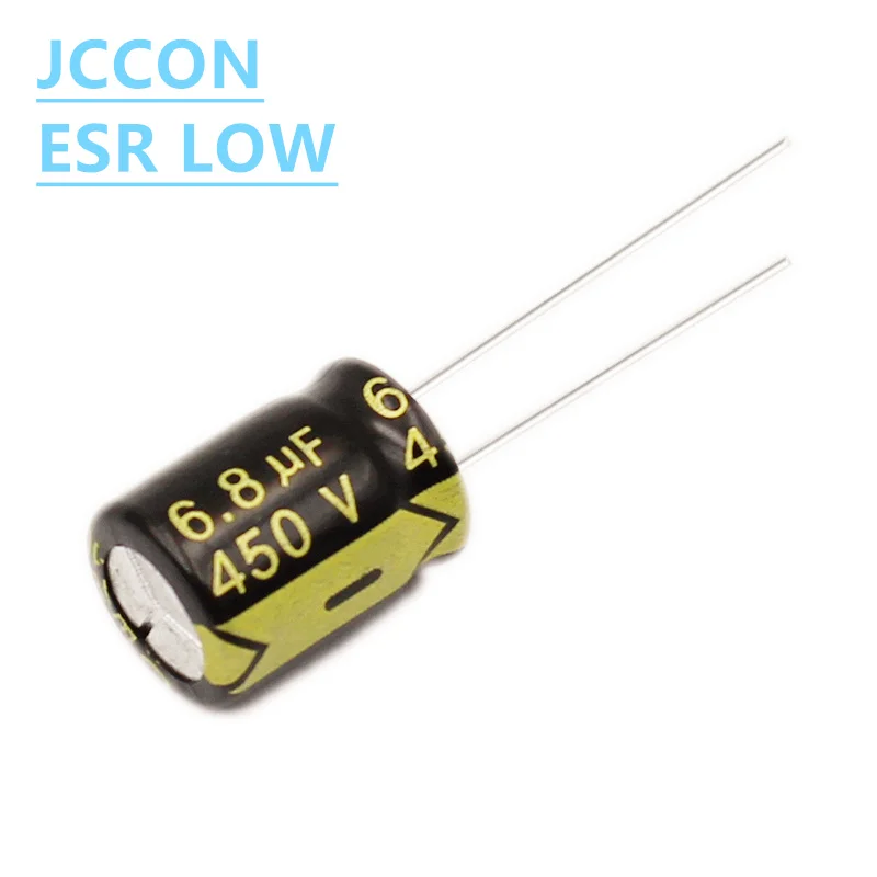 10Pcs-JCCON-Aluminum-Electrolytic-Capacitor-450v6-8uf-10x13-High-Frequency-Low-ESR-Low ...
