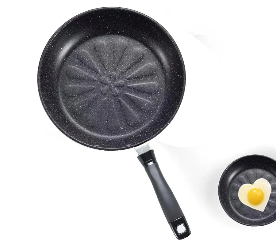 1pc 적은 기름 연기 유도 밥솥을 가진 가정용 스테이크 프라이팬 용 플랫 비 스틱 프라이팬 의료용 스톤 프라이드 계란