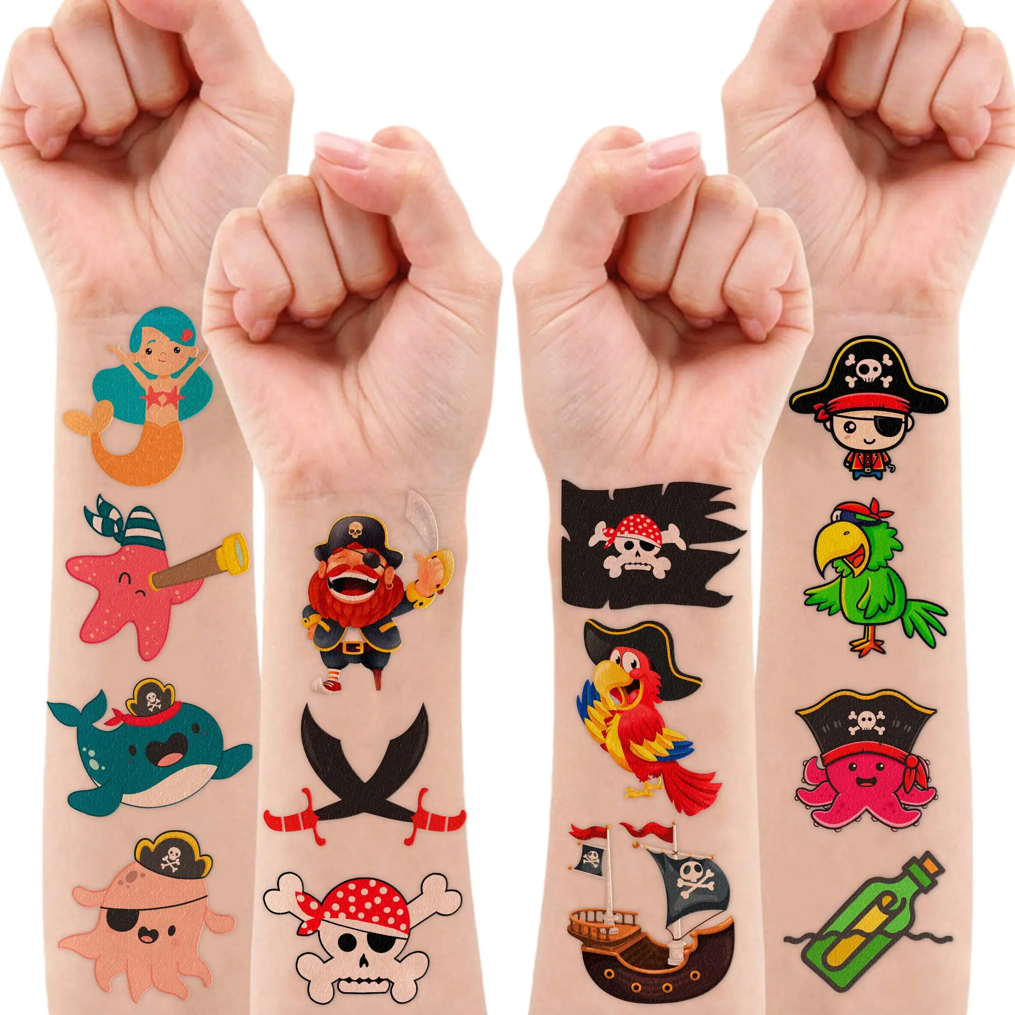 10-Sheets-Pirate-Birthday-Decorations-Fake-Tattoos-for-Kids-Cute ...