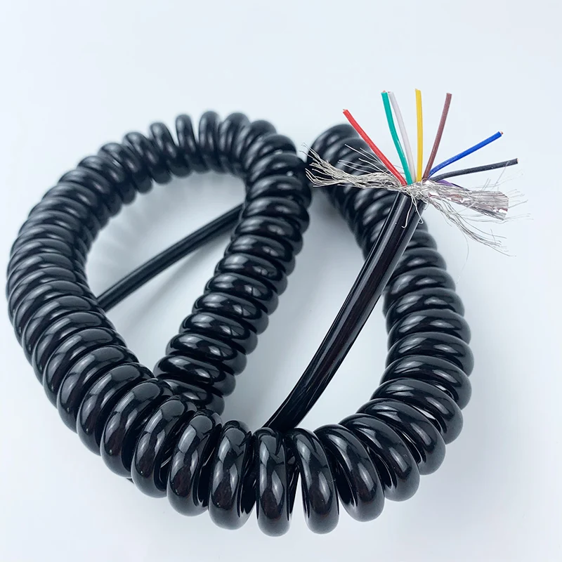 Spring Spiral Shielded Cable 4/5/6/7Cores Telescopic Wire 26/24/22 ...