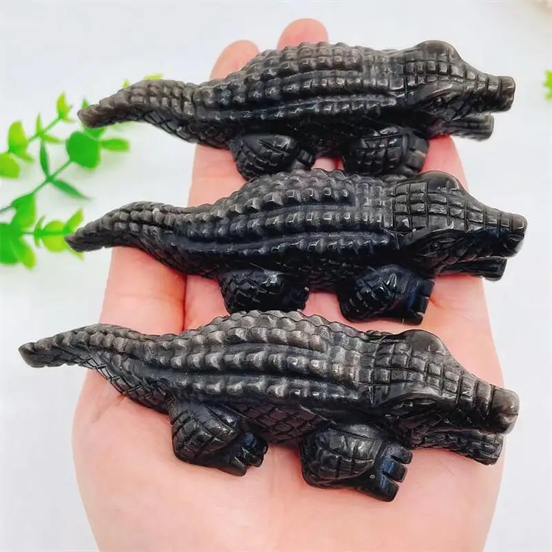 7CM-Natural-Golden-Obsidian-Gemstone-Figurines-Crocodile-Mini-Animal ...