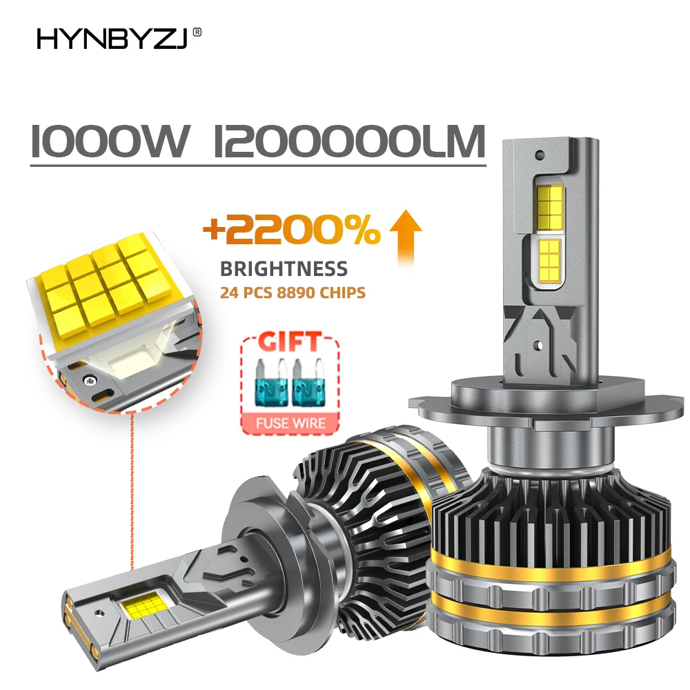 HYNBYZJ-1000W-H4-H7-Faro-LED-1200000-Luces-Led-LM-para-coche-H1-H3-H8 ...