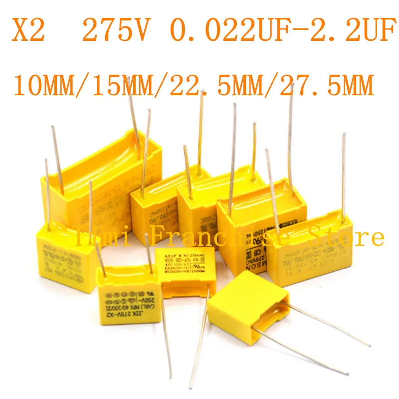 20pcs 275vac Capacitor X2 Series 275v 0.022uf - 2.2uf Polypropylene Film Capacitor 10nf 100nf ...