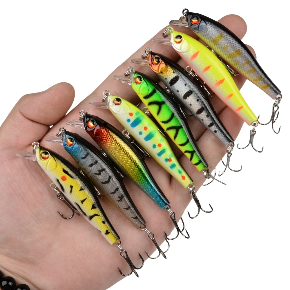 1PCS Fishing Lures Floating Hard Bait Wobbler Minnow Jig Bait 7cm 5.8g ...