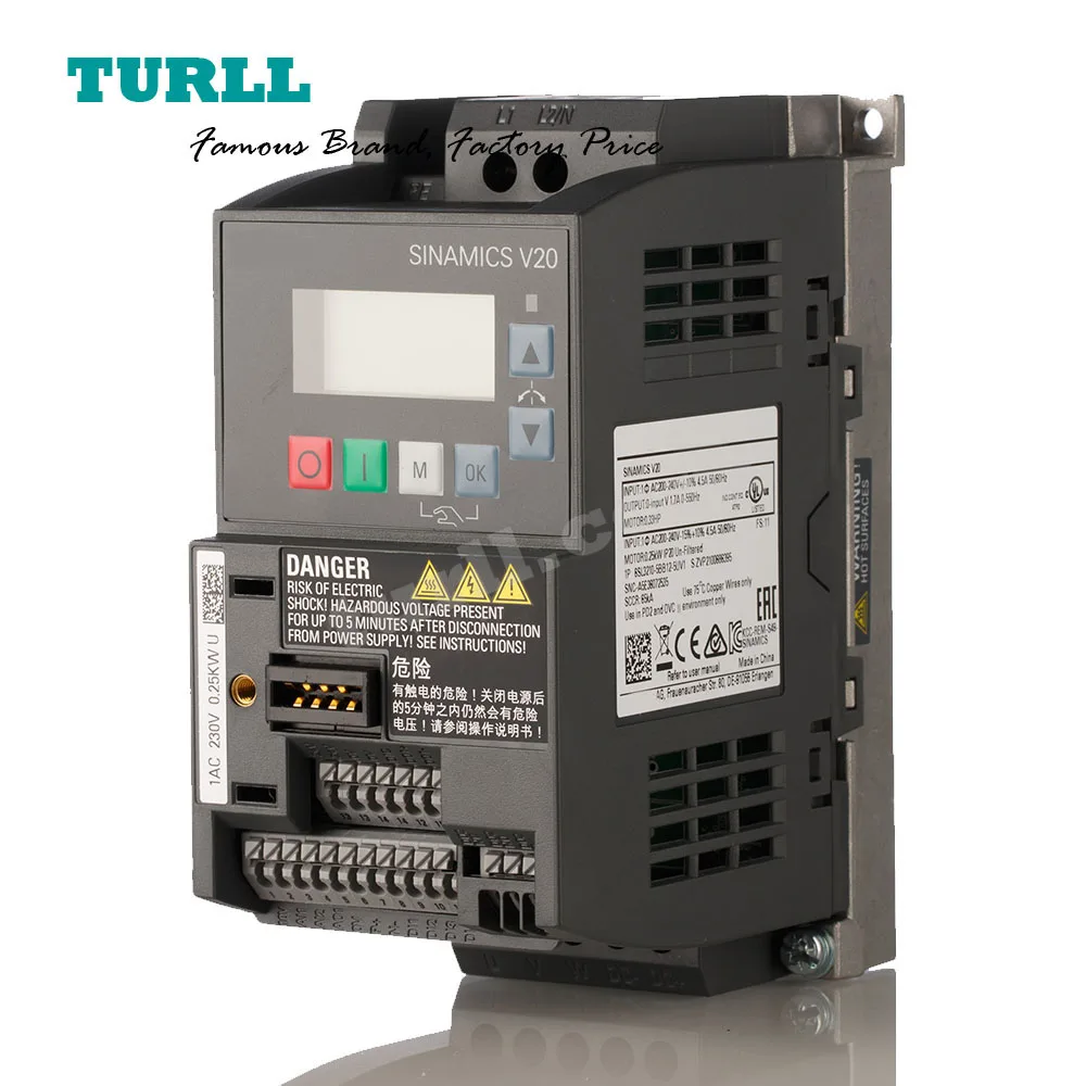 Siemens Sinamics V20 200-240v 1ac -10/+10% 47-63hz Rated Power 0.25 Kw ...