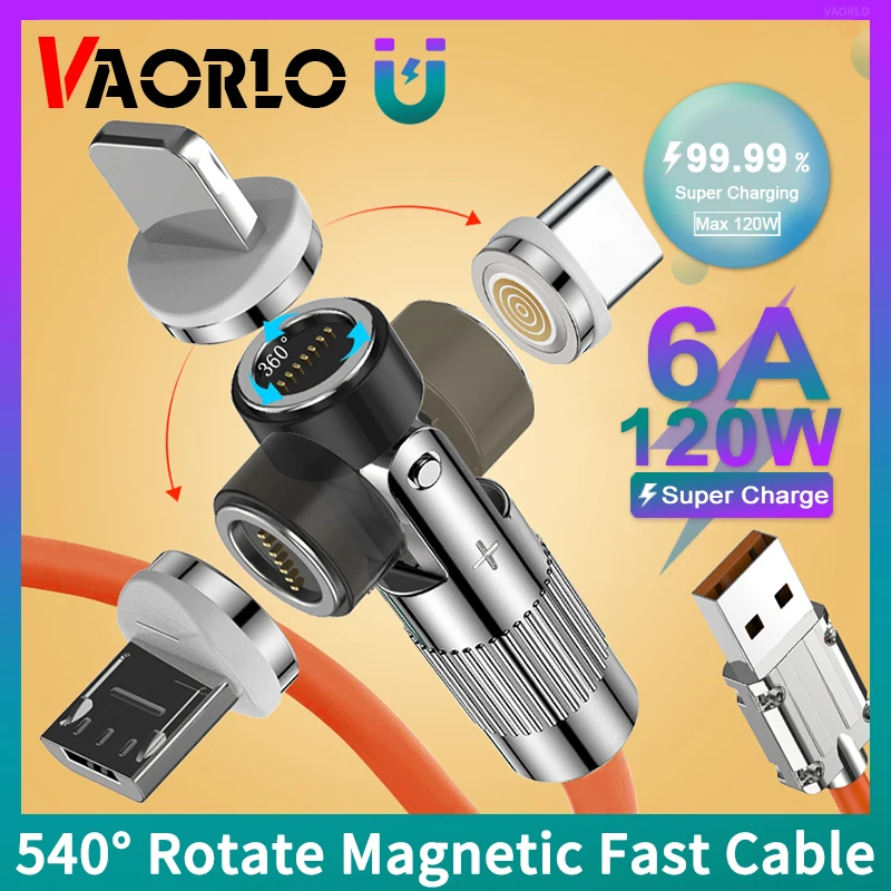 6A-120W-540-Rotate-Magnetic-Super-Fast-Charging-Cable-USB-To-Type-C ...