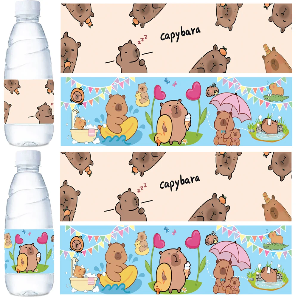 Cartoon Capybara Stickers Kit Water Bottle Labels Sticker Party ...