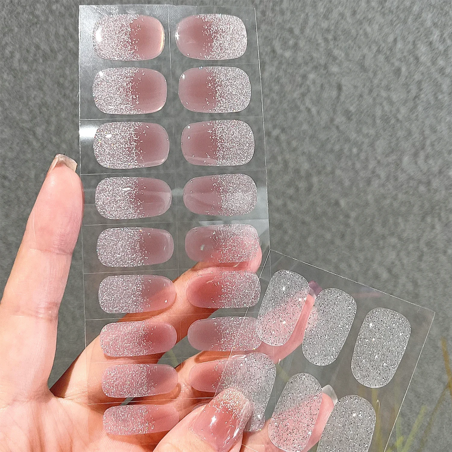 Semi-Bald-Gel-Nail-Adesivos-Semi-Bald-Nail-Patches-Decalques-Cobertura ...