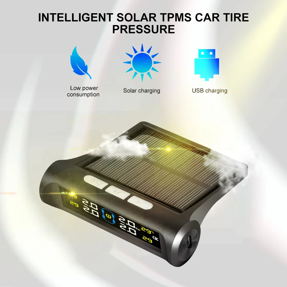 Solar-Power-TPMS-Car-Tire-Pressure-Monitoring-System-Auto-Security ...