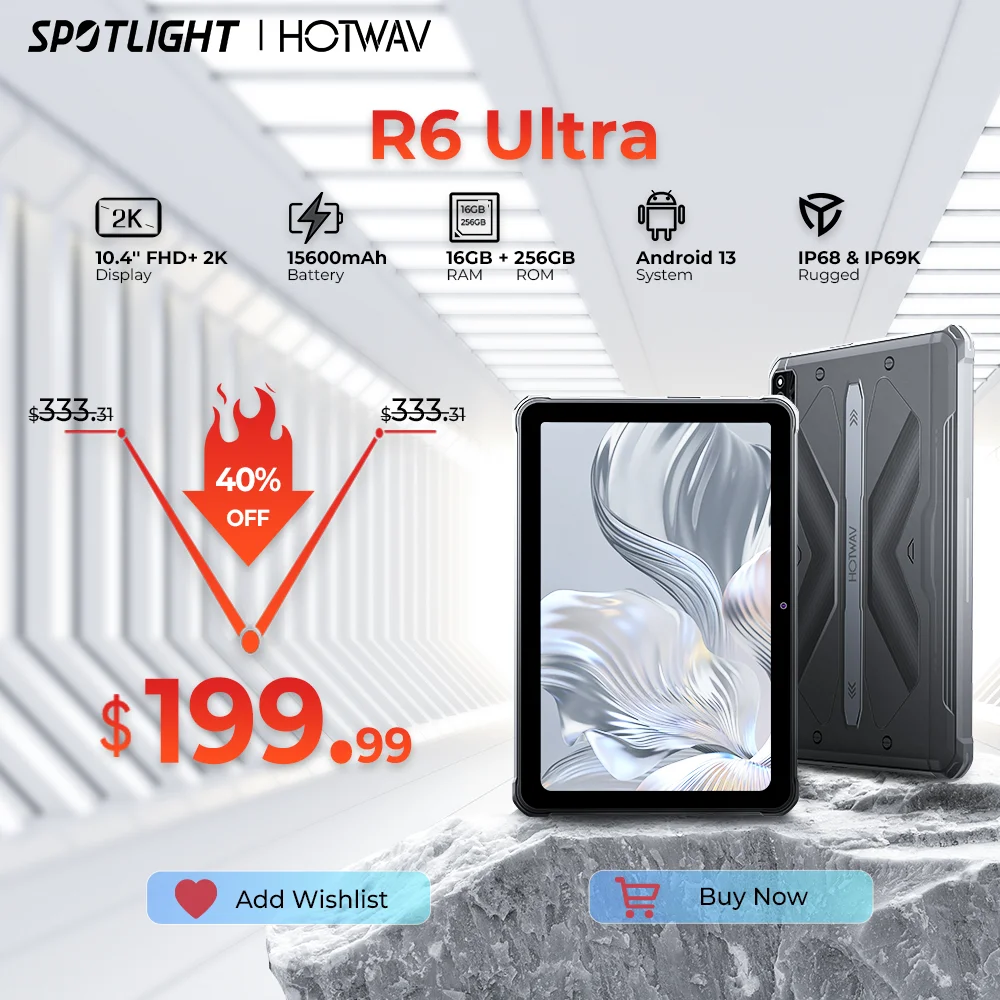 [World Premeire] HOTWAV R6 Ultra Rugged Tablet 10.4” FHD+ 2K Display ...