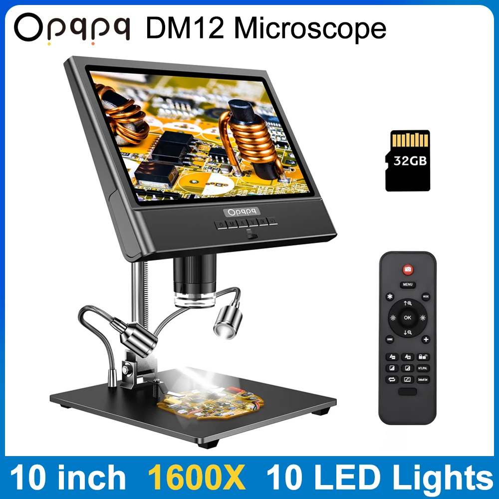 Opqpq-DM12-10-Inch-Digital-Microscope-1600X-Soldering-Industrial-Video ...