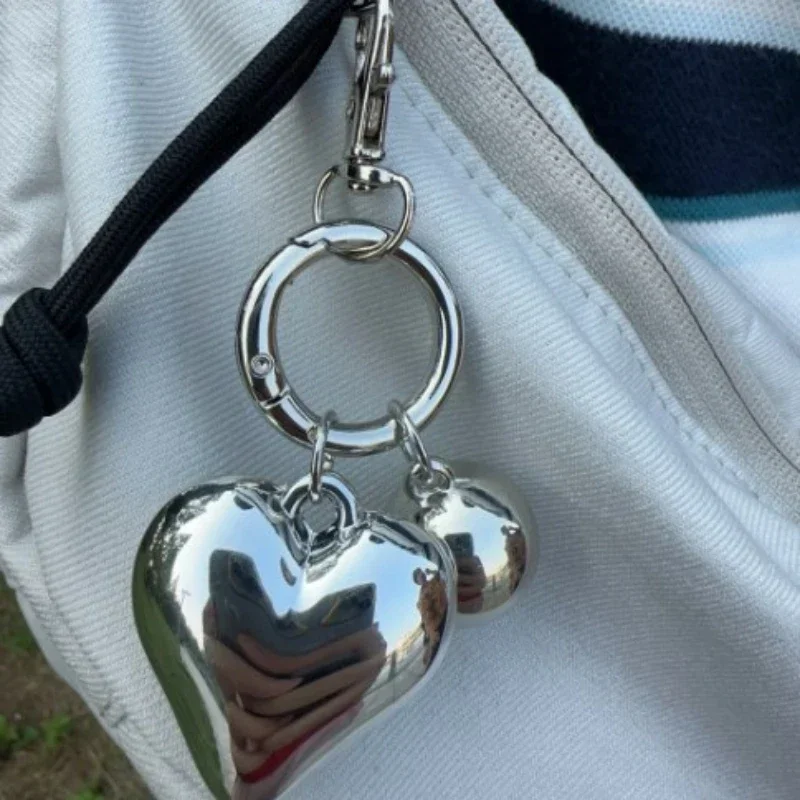 Y2k-Big-Heart-Keychain-Plastic-Silver-Color-Key-Ring-For-Women-Girls ...