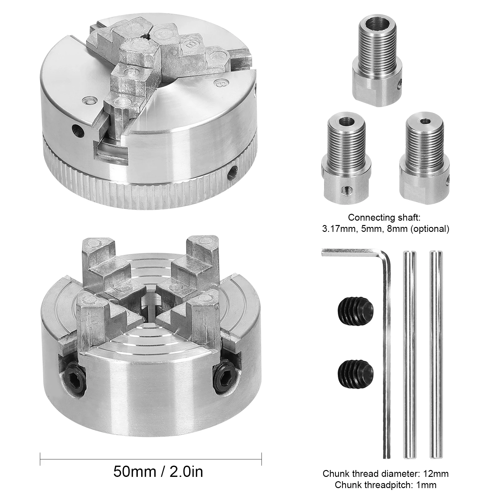 Zinc-Alloy-4-Jaw-3-jaw-Chuck-Connecting-Rod-Self-Centering-Wood-Turning ...