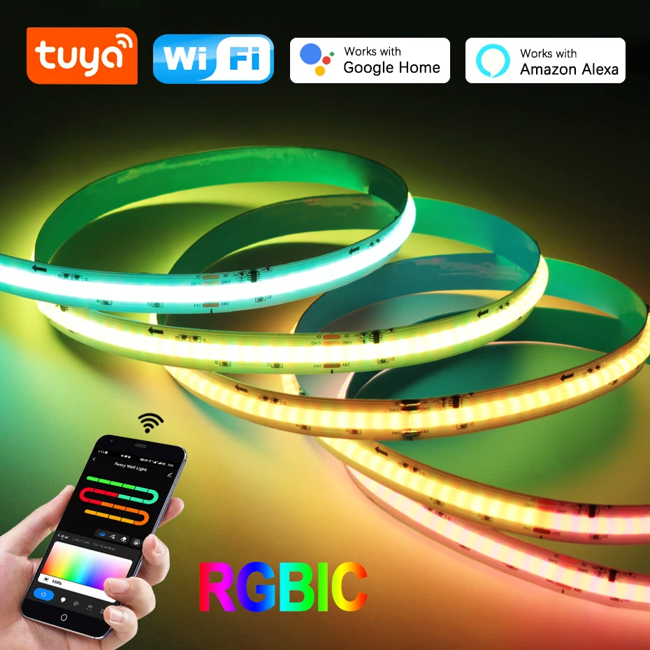 Tuya-Smart-WiFi-RGBIC-Cob-LED-Strips-720-LEDs-m-5m-24V-RGB-Full-Color ...