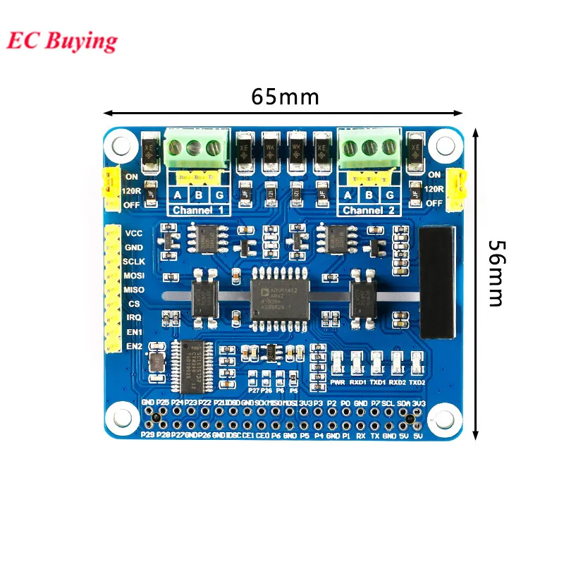 2-канальный RS485 HAT 2-канальный изолированный модуль платы расширения ...