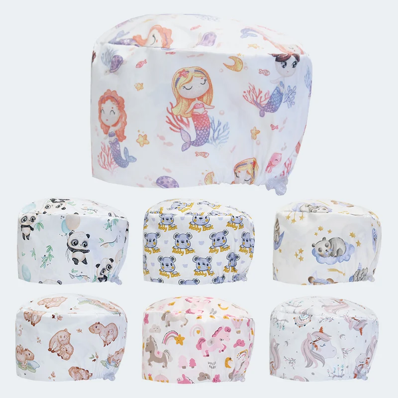 Mermaid-Printing-Pediatric-Nursing-Caps-Unisex-Surgical-Hats-Cotton ...