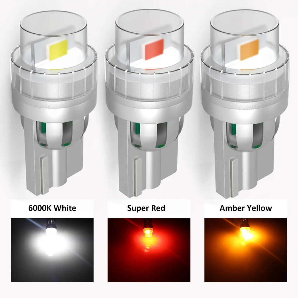 2PCS-T10-W5W-LED-Bulbs-Red-Canbus-194-168-LED-Clearance-Yellow-Light ...