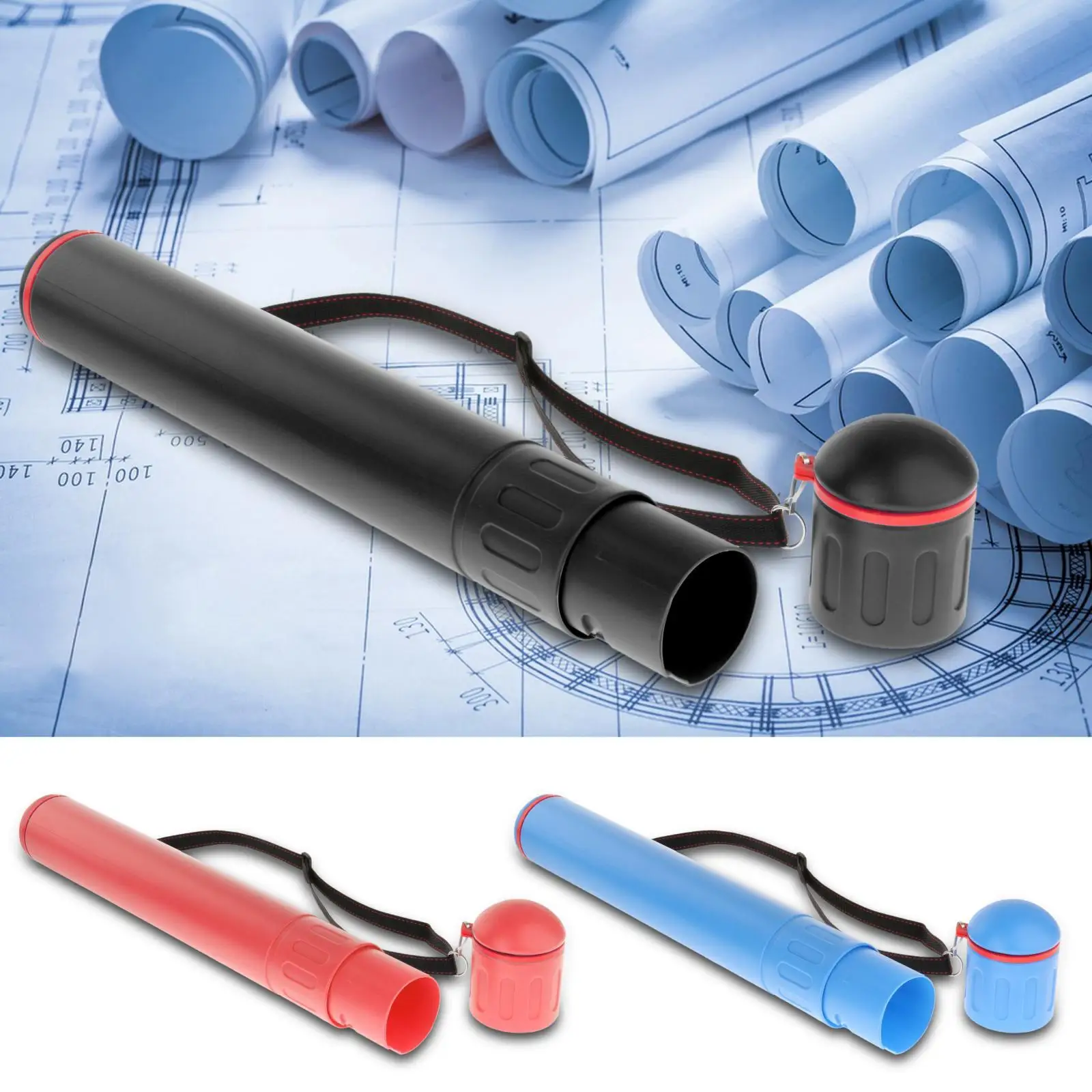 Tube de stockage d'affiches de documents extensible avec bandoulière ...